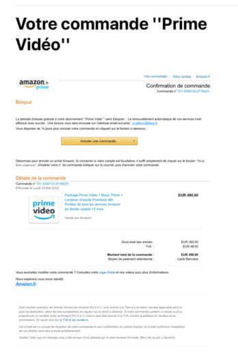 Vous avez reçu un e-mail de Prime Video ? Attention à l'arnaque